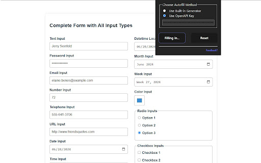 Autofilly - Autofilly fills form inputs with random or human-readable ...