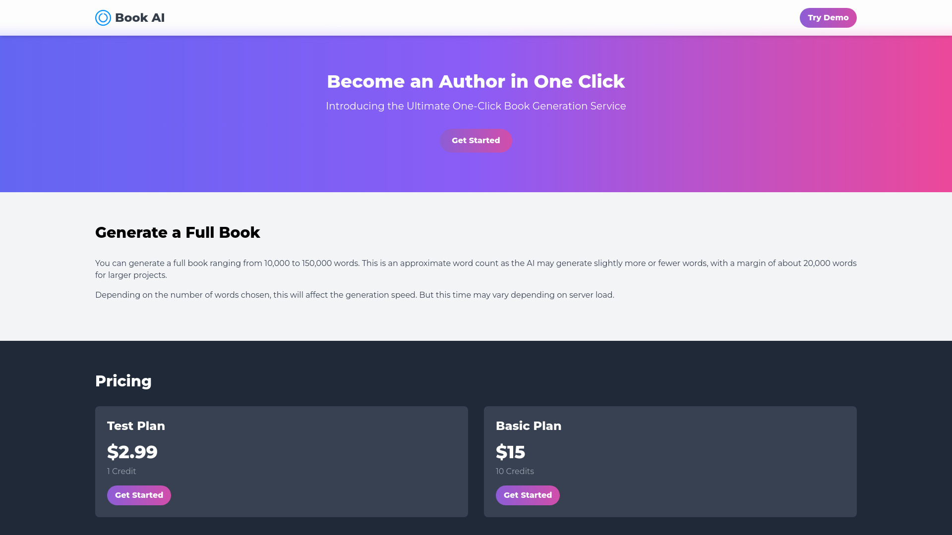 Book AI - AI-powered service for generating complete books instantly ...