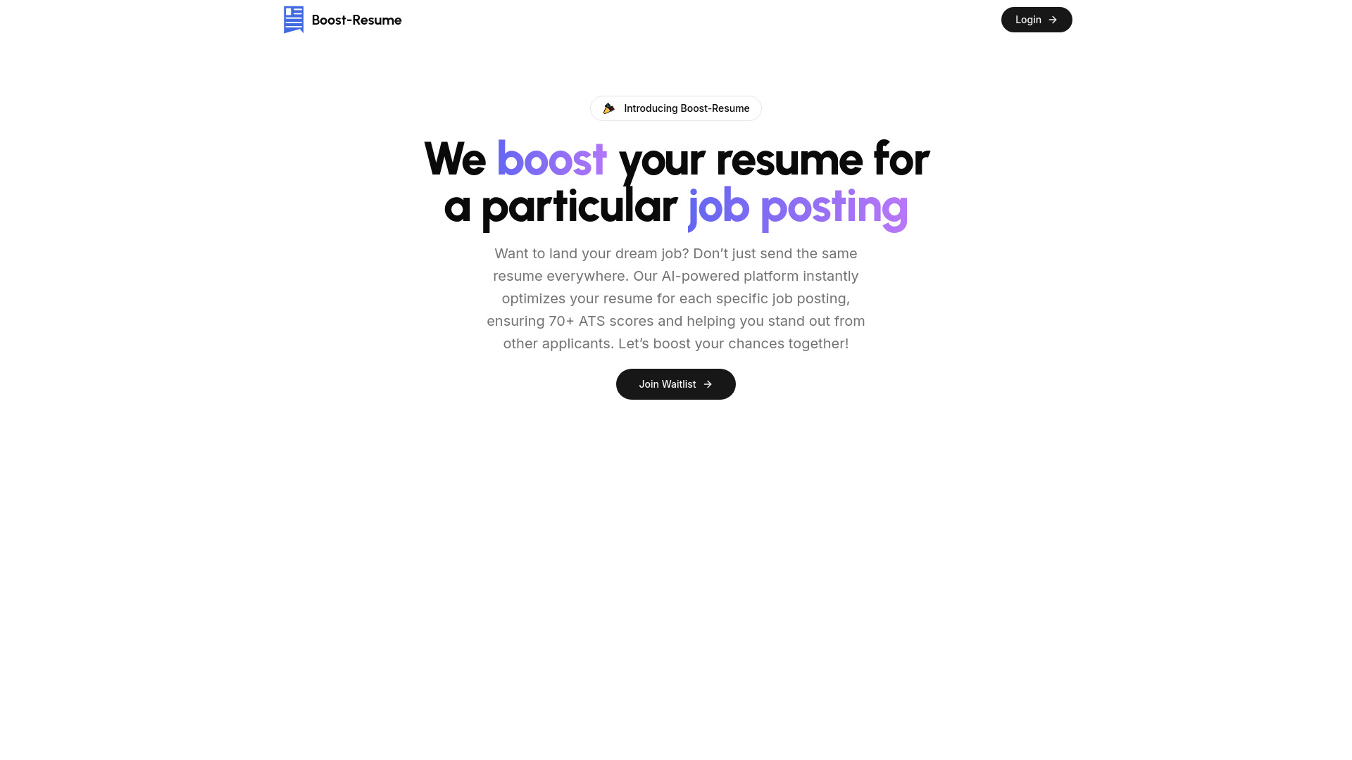 Boost-resume - AI-powered resume optimization platform for higher ATS ...