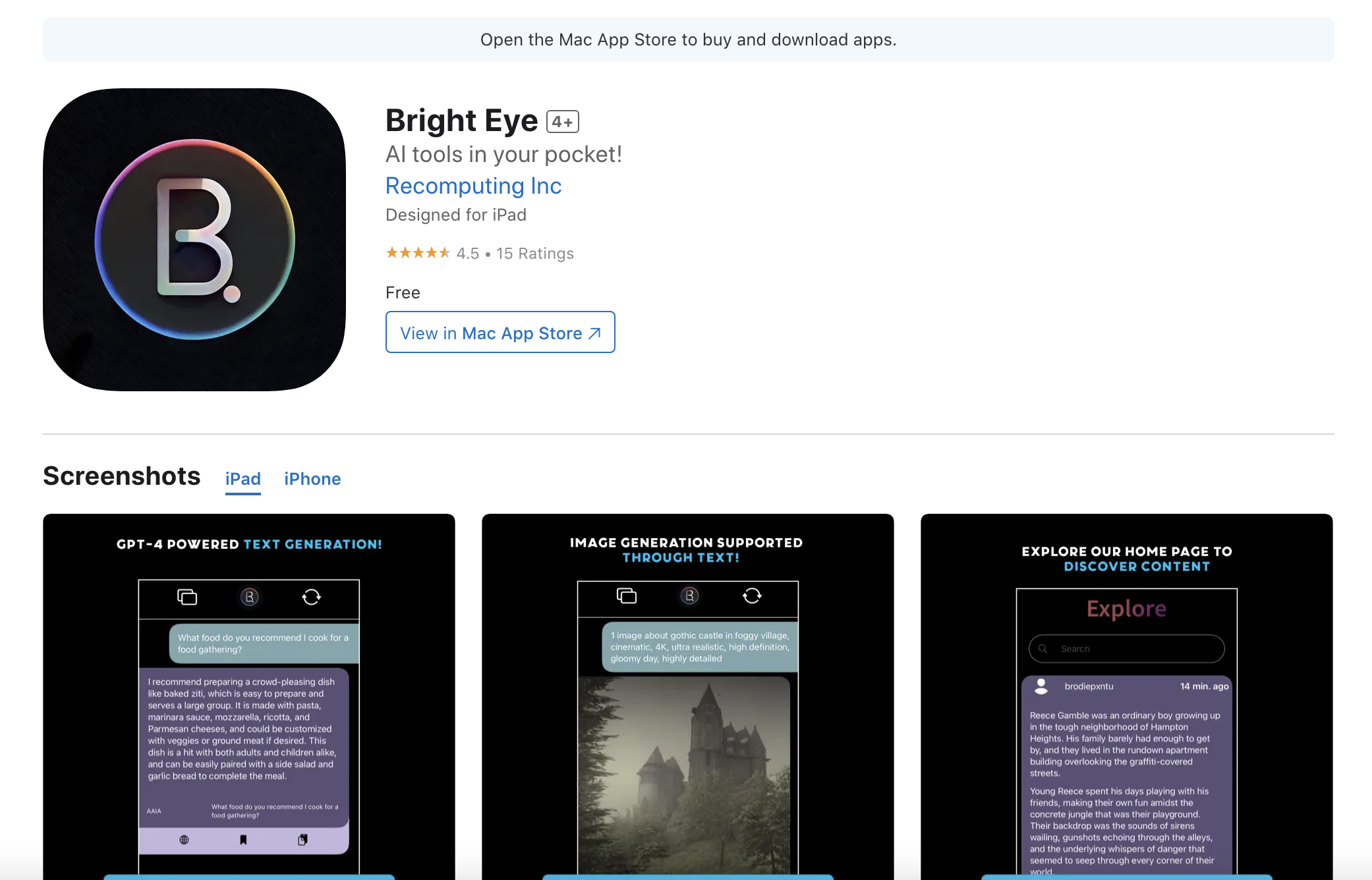 Bright Eye - Multipurpose AI app with generative, gaming, and ...
