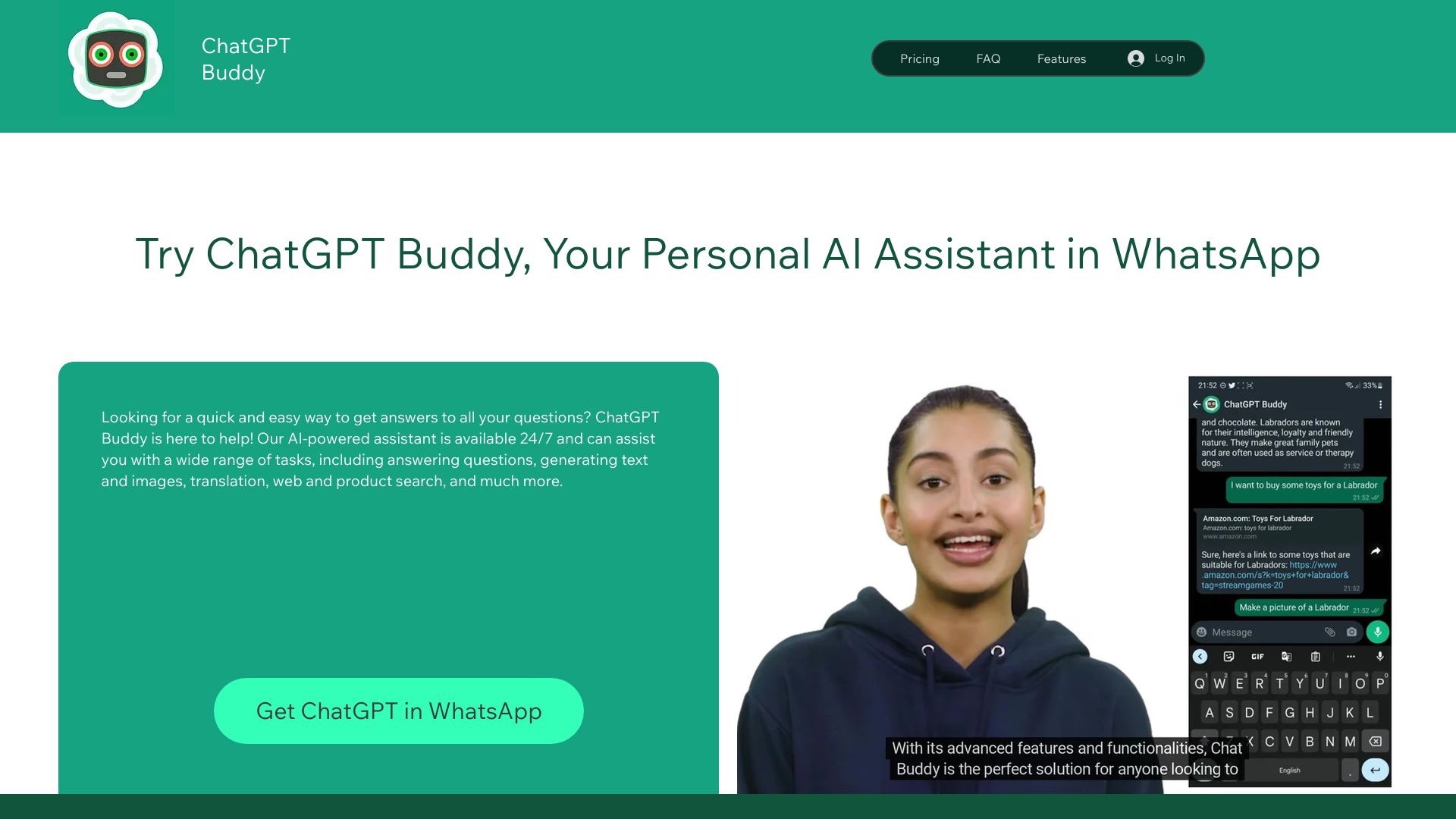 Chatgpt Buddy - AI chatbot on WhatsApp powered by ChatGPT for instant ...
