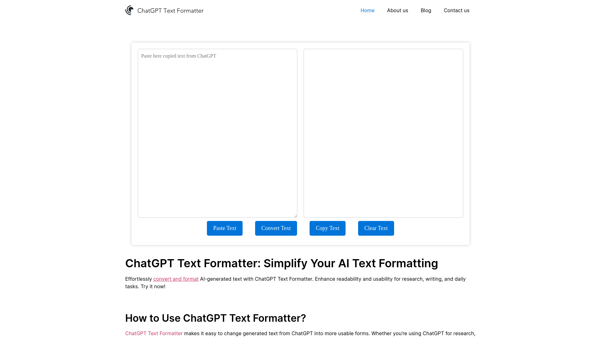 Chatgpt Text Formatter - Tool to convert and format AI-generated text for better readability and ...