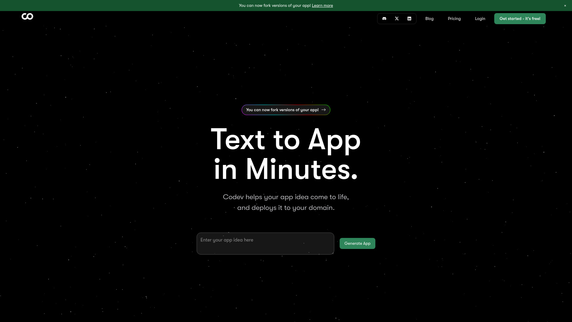 Codev - AI-powered platform converting text to full-stack Next.js web ...