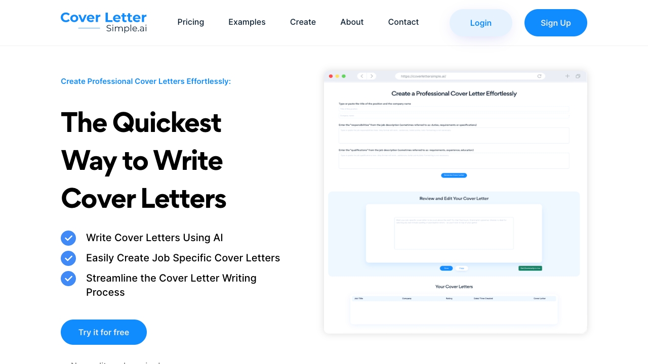 Coverlettersimple AI - AI-powered tool for creating custom cover ...