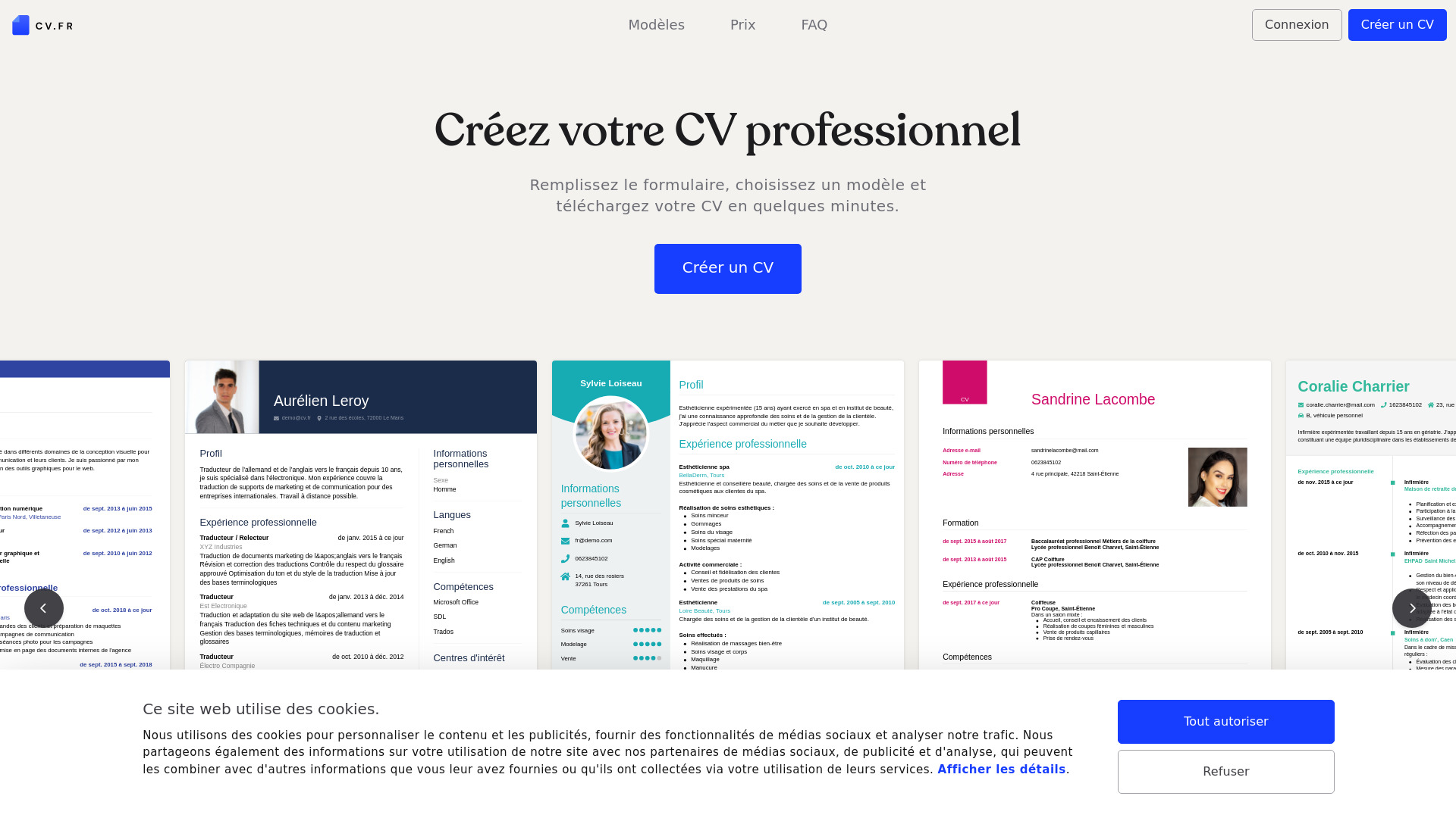 Cv.fr - Online platform for creating professional CVs and cover letters ...