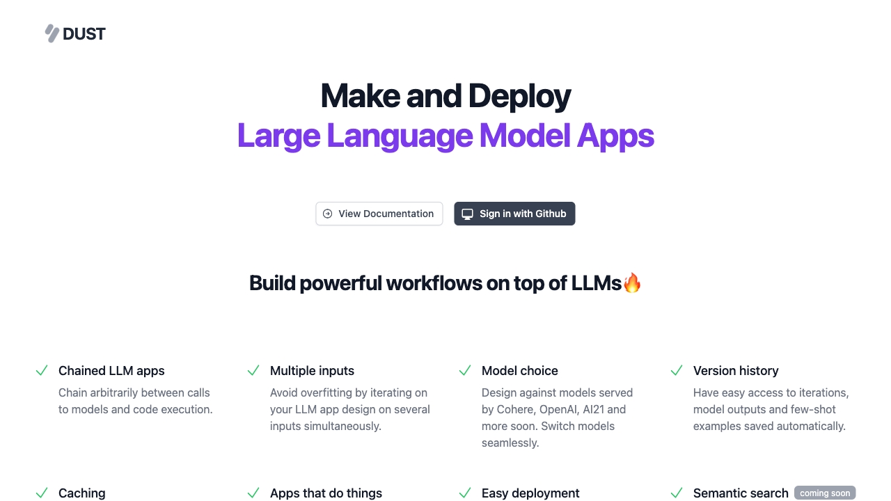 Dust - AI assistant for teams, providing secure access to LLMs and ...