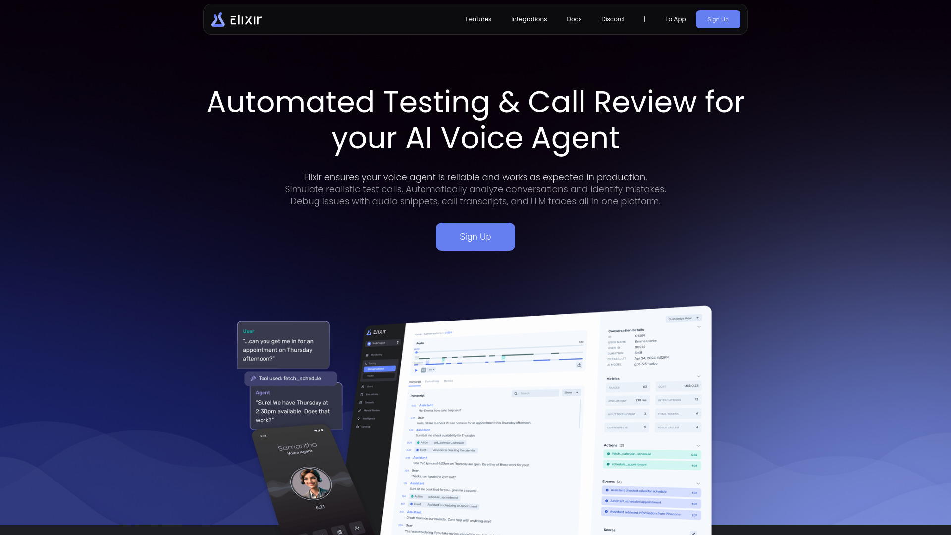 Elixir - AI Ops & QA platform for voice agents, ensuring reliability and identifying mistakes ...