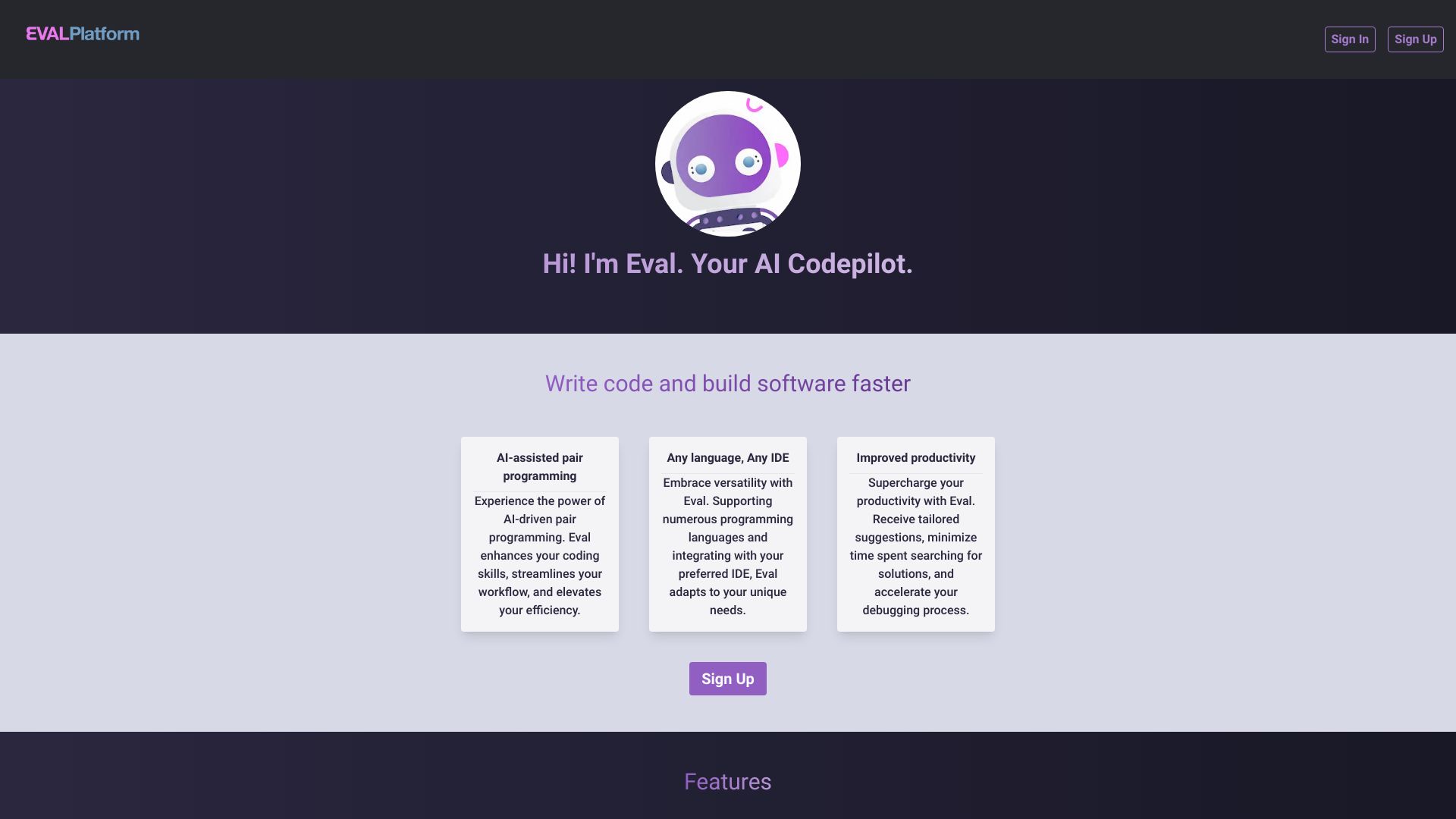 Eval - Eval is an AI coding assistant that provides AI pair programming ...