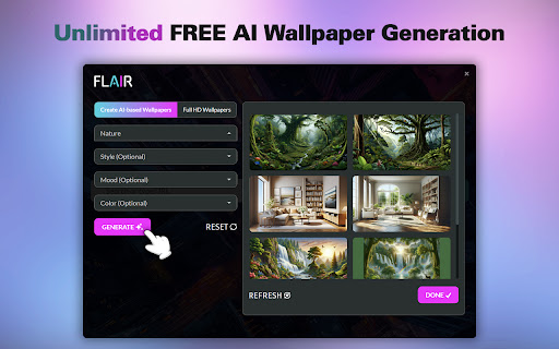 Flair - New tab extension for AI-generated and HD wallpapers. | AI-U.com