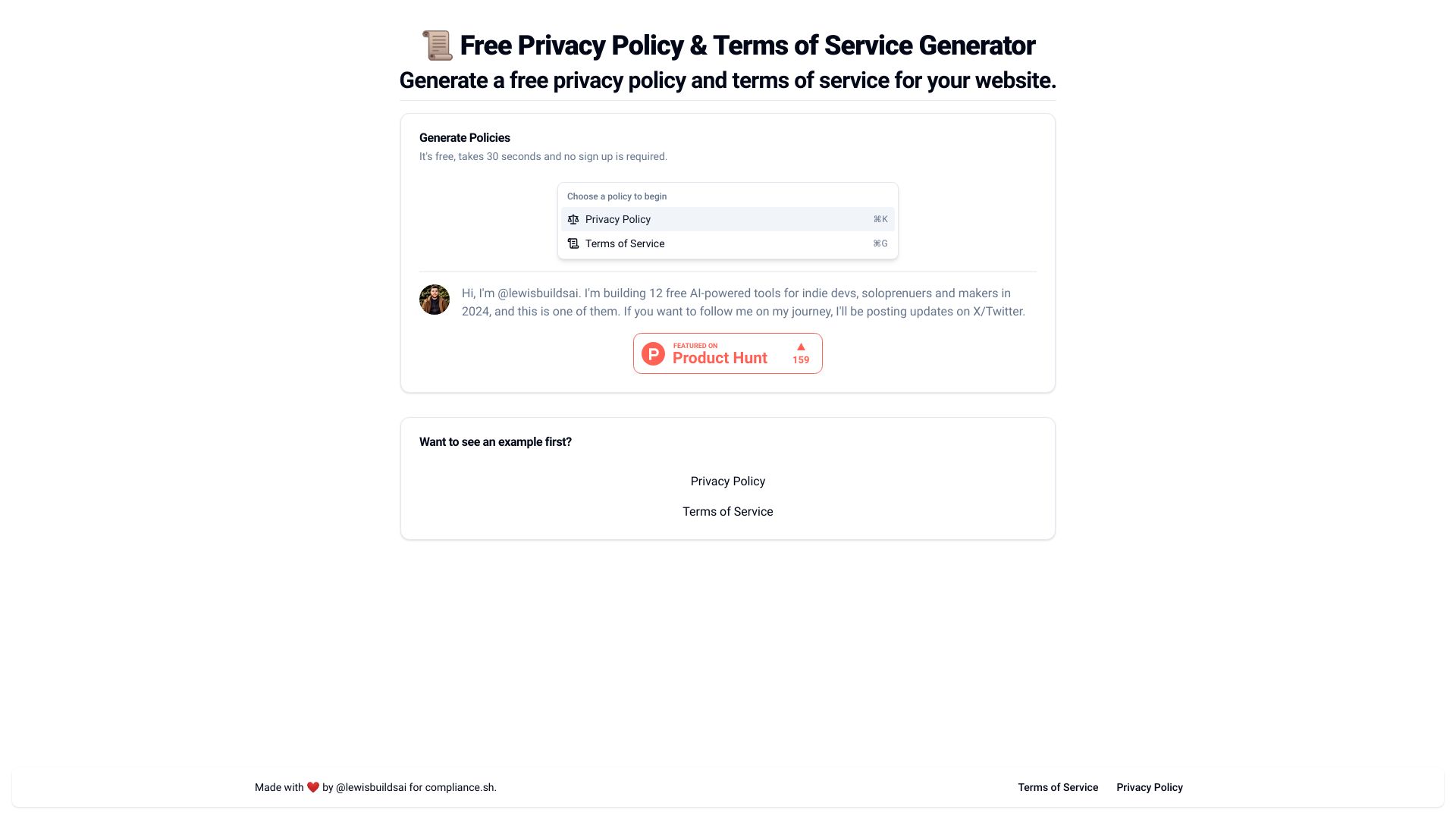 Free AI Privacy Policy & Tos Generator Reviews, Features, Pricing & A…