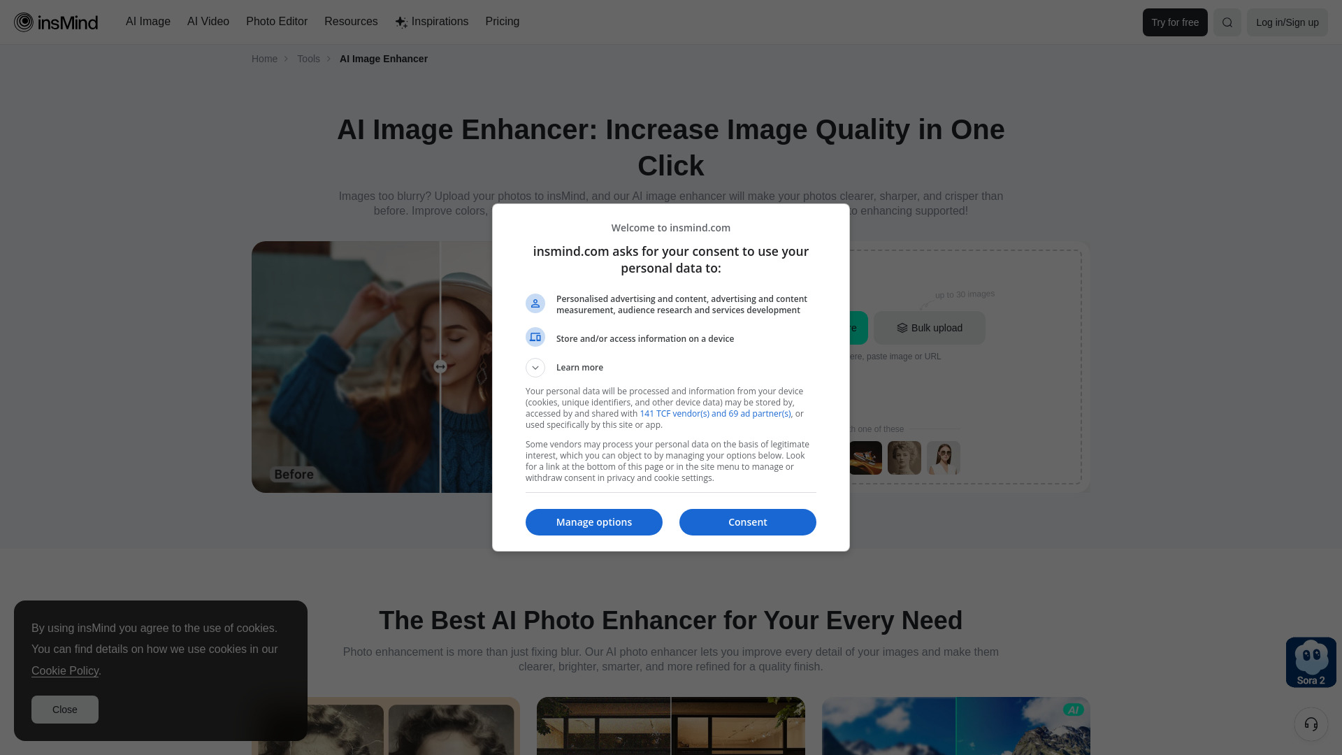 Insmind AI Image Enhancer | AI Image Enhancer - AI-U