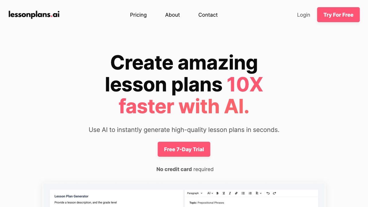 Lessonplans AI - AI-powered lesson plan generator for teachers. | AI-U.com