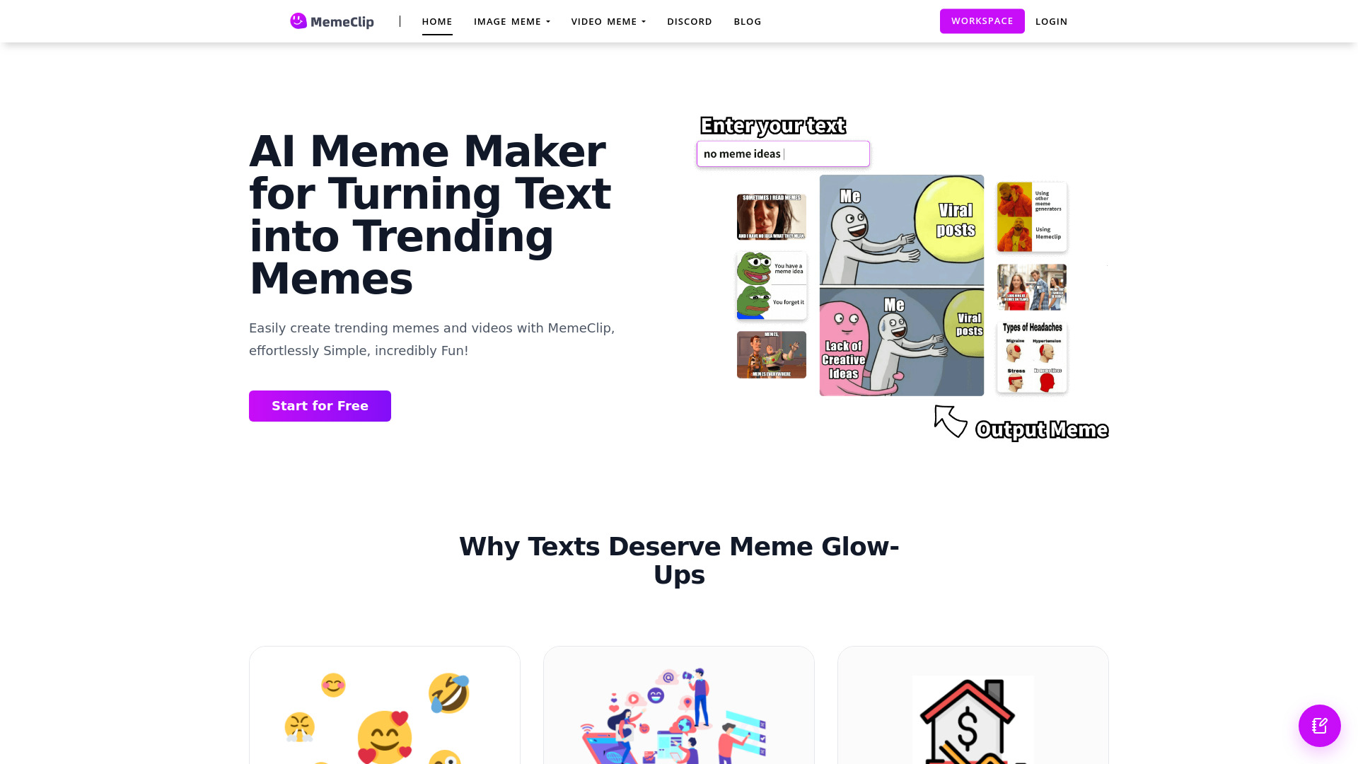 Memeclip - AI Meme Maker for Turning Text into Trending Memes | AI-U.com