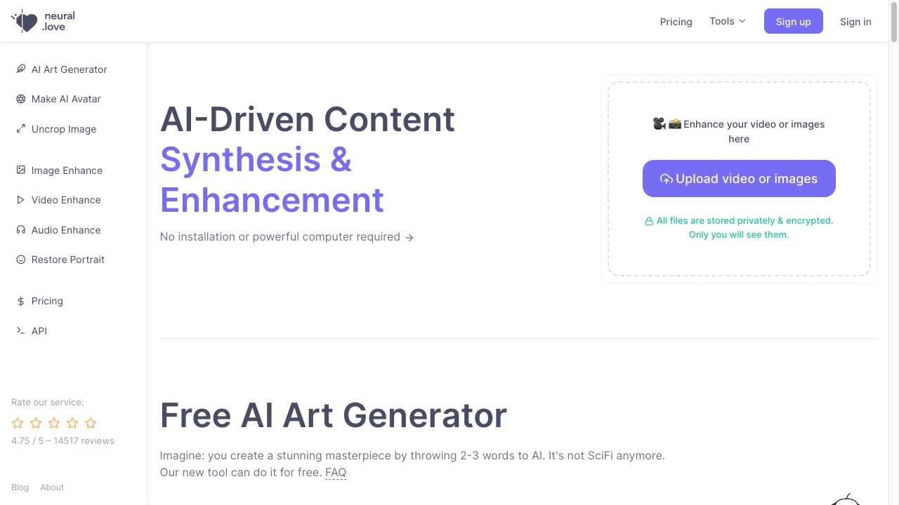 Neural.love Art Generator - AI-powered online platform for image, video ...