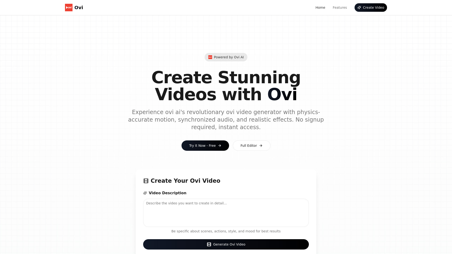 Ovi AI - Advanced AI video generator for physics-accurate, professional ...