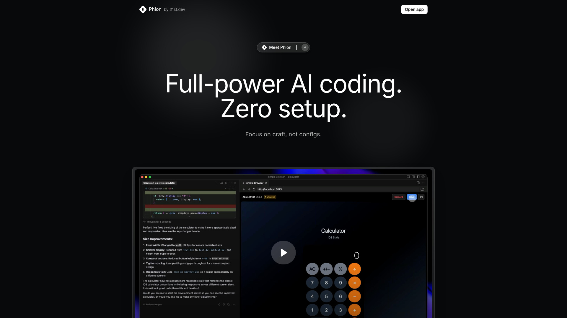 Phion.dev - AI coding platform with zero setup, handling dev ops for ...