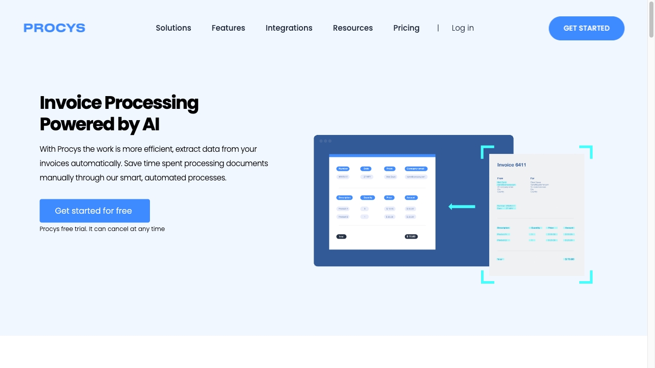Procys - AI-powered platform for automated document processing and data extraction. | AI-U.com