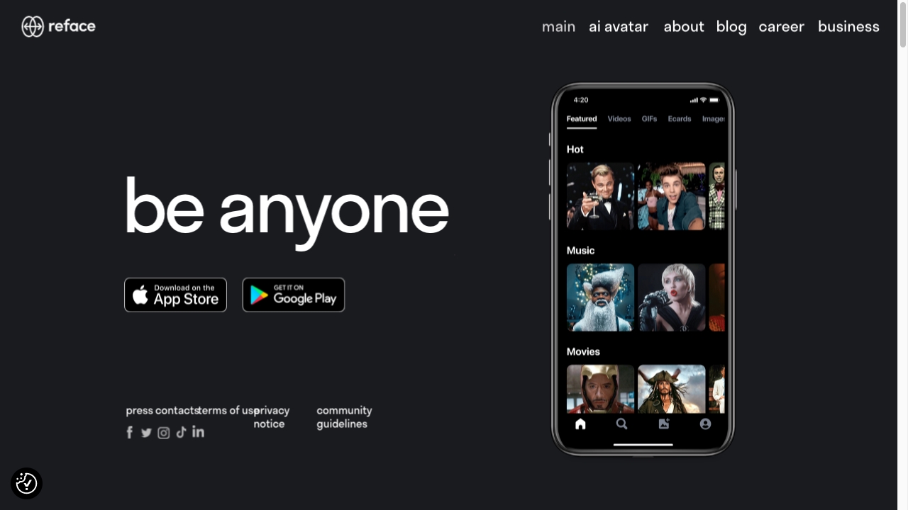 Reface AI - AI app for face-swapping in GIFs/videos and creating AI ...