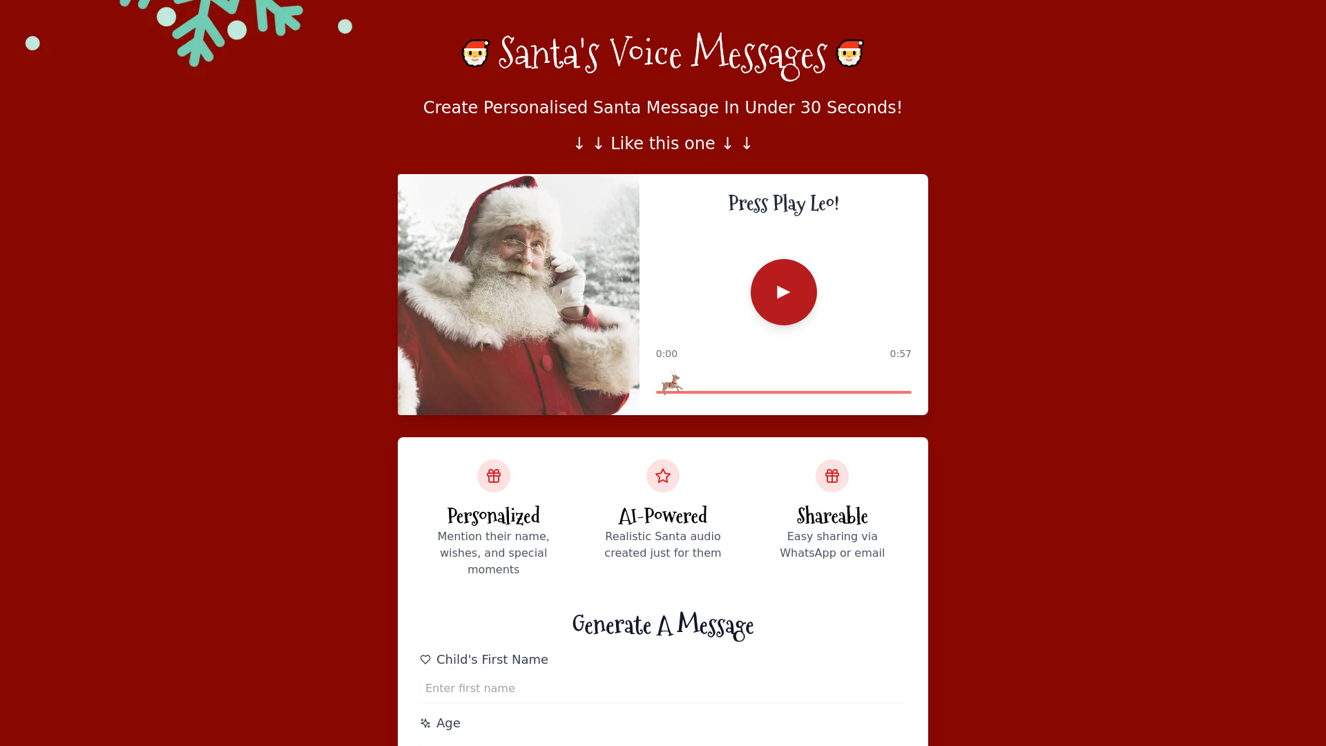Santas Voice Message - Create personalized Santa voice messages for ...