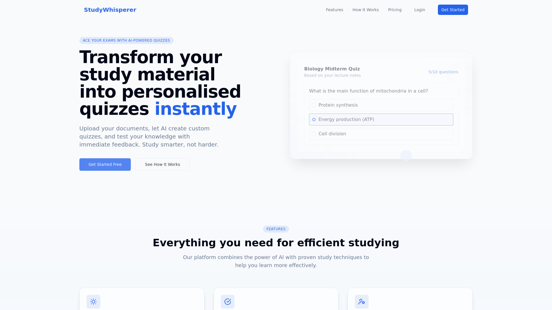 Studywhisperer – AI Tool for AI Question Generator